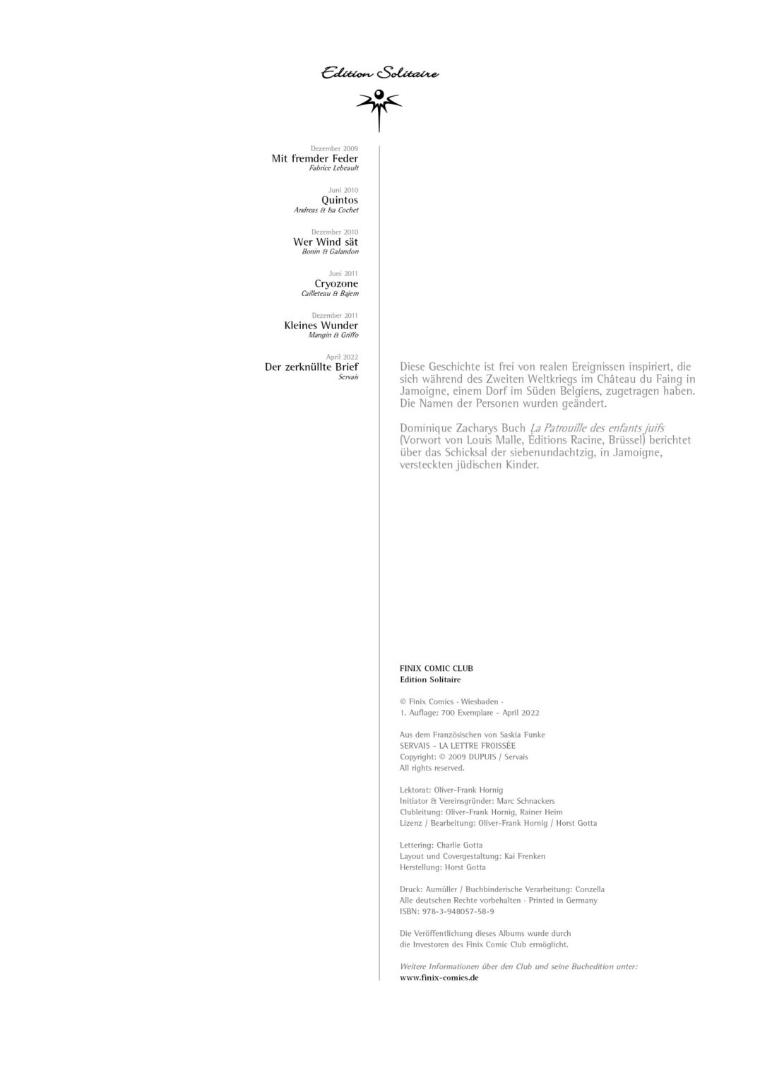 Servais – Der zerknüllte Brief – Finix Comics